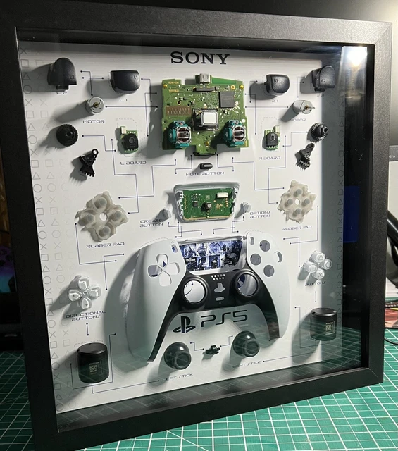 SONY PLAYSTATION DUALSENSE 5 Controller Teardown in shadow box display ...