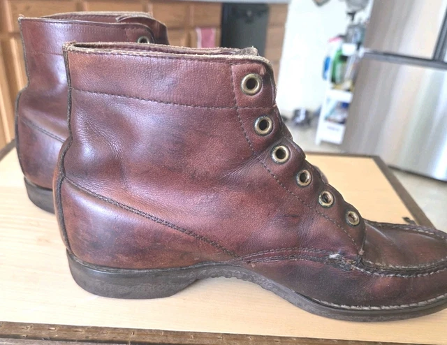 LL BEAN HANDSEWN Moccasin Chukka Boot Leather 6 Eyelet VERY VINTAGE ...