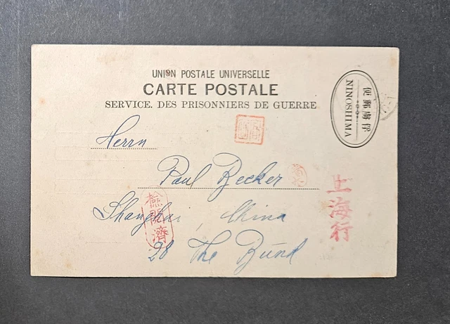 WW1 1919 GERMAN POW in Japan Ninoshima Camp Censored POW Card to ...