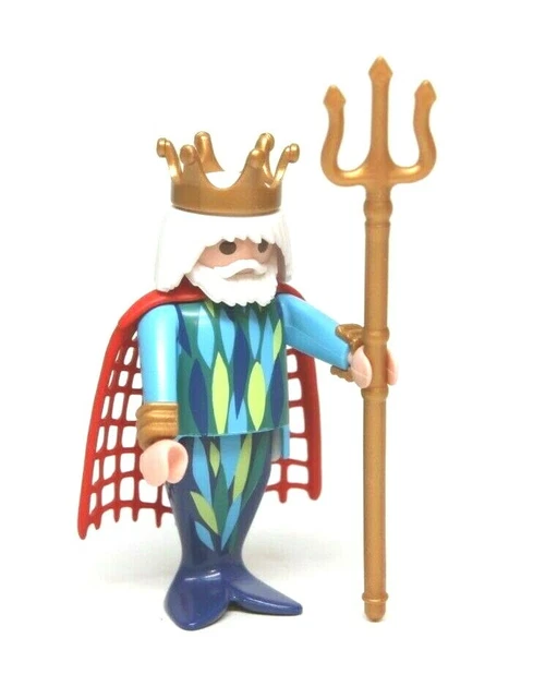 FIGURINE PLAYMOBIL OLD Merman Sea King Neptune Trident Fishnet Cape ...