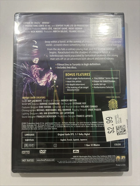 CIRQUE DU SOLEIL - Varekai. 2-Disc Set DVD. NEW/SEALED. $14.95 ...
