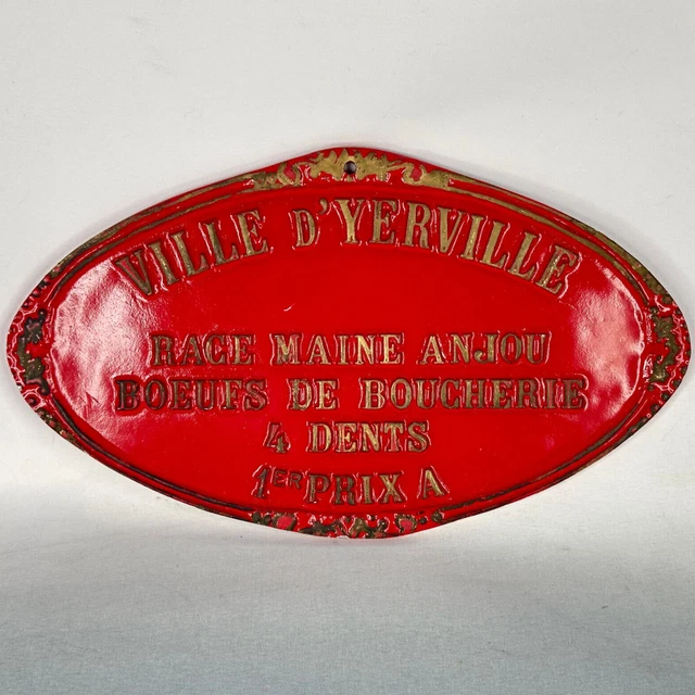 VINTAGE FRENCH RED Aluminium Metal Oval 1st Prize Winners Plaque ...