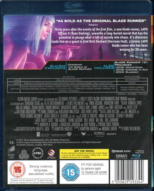 BLADE RUNNER 2049 - Ryan Gosling, Harrison Ford, Ana De Armas - Blu-Ray ...