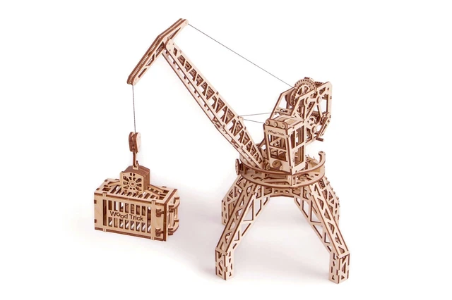 WORKING MECHANICAL MODEL Crane With Container Wooden Model Kit WOOD ...