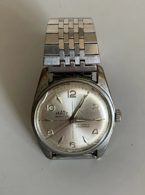 ANCIENNE MONTRE MATY Besançon modèle Shockproof vintage watch mecanique ...