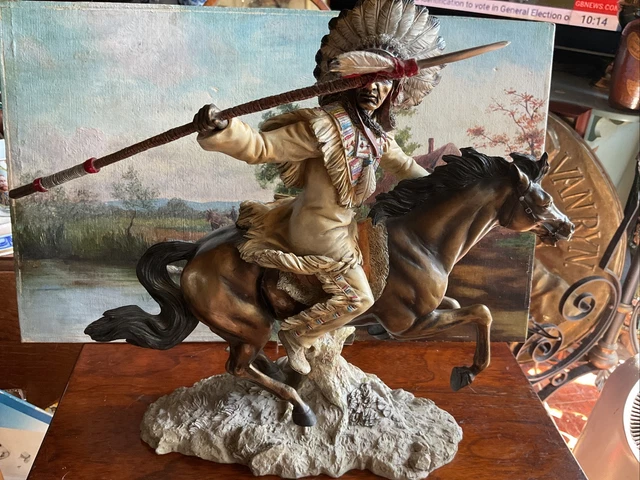 NATIVE INDIAN &SITTING Bull" On Horse Figurine The Leonardo Collection ...