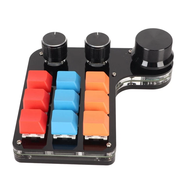 9 Keys Programmable Keyboard 3 Knobs One Handed Usb Mini Macro