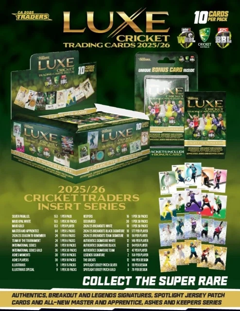 CRICKET 2025-26 LUXE Hobby Trading Cards Booster Box NEW $251.95 ...