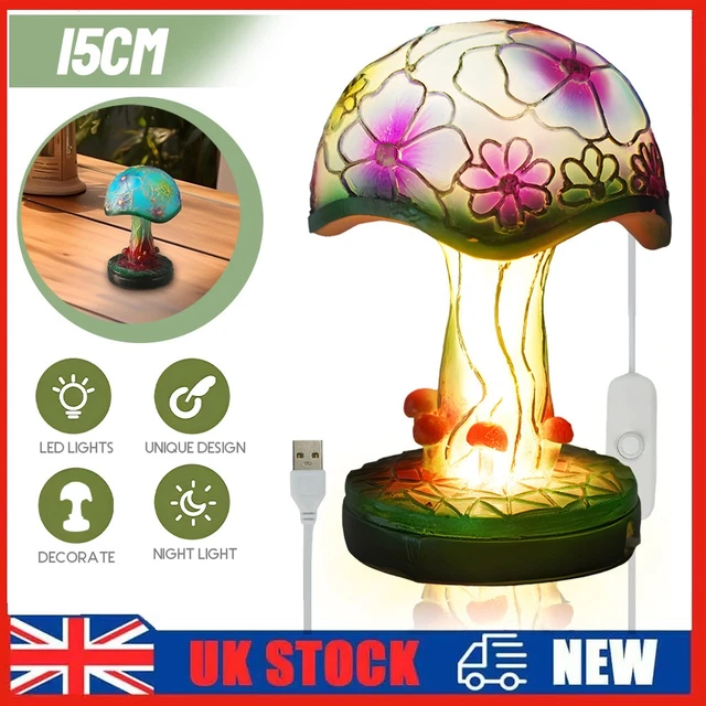 MODERN LED MAGIC Mushroom Lamp USB Plug-In Resin Decor Night Light Home ...
