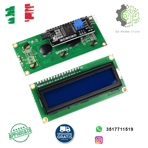 MODULO DISPLAY LCD 1602 seriale IIC/I2C ARDUINO illuminazione Blu per ... MODULO DISPLAY LCD 1602 seriale IIC/I2C ARDUINO illuminazione Blu per ...