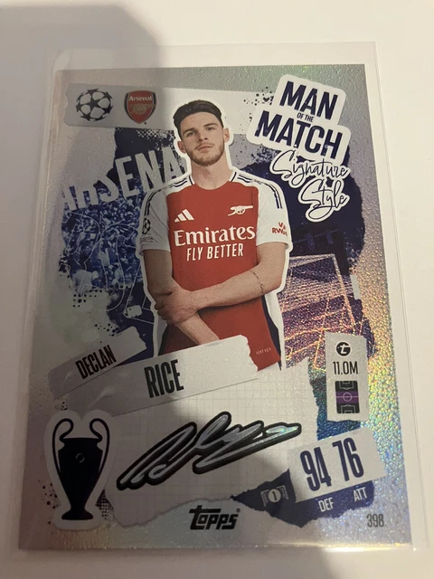 TOPPS MATCH ATTAX 2024 - 25 Carte Declan Rice Arsenal Motm Stile Firma ...