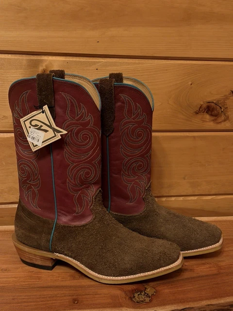 FENOGLIO CAPE BUFFALO Chocolate Brown Roughout Snip Toe Cowboy Boots ...