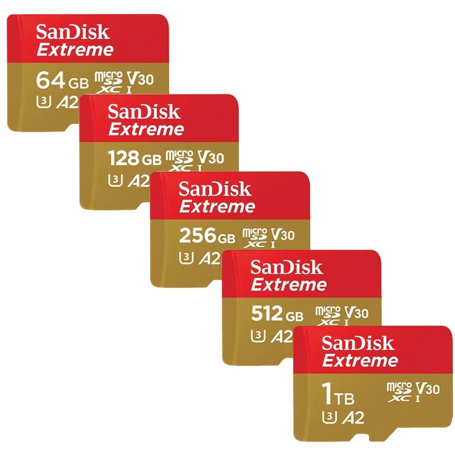 SANDISK 64GB 128GB 256GB 400GB 512GB 1TB Extreme A2 190MB/s Micro SD ...