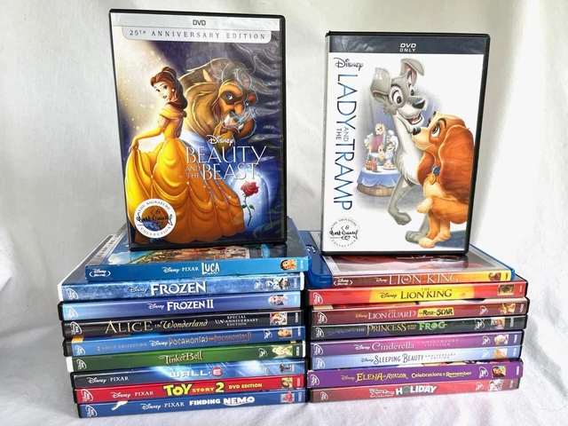 DISNEY 19 DVD Movie Lot Lady & Tramp Beauty Beast Frozen Cinderella ...