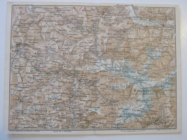 STAMPA ANTICA MAPPA BORMIO TAUFERS STELVIO PEJO COGOLO LAAS ORTLER ...