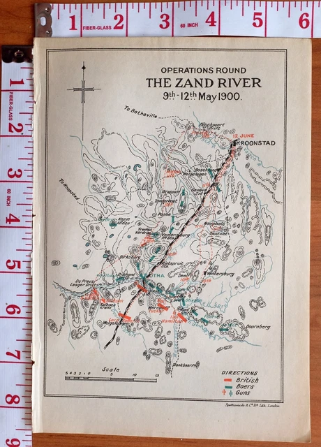 BOER WAR ERA Map/Battle Plan Operations Round Zand River 9-12 May 1900 ...