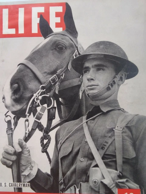 LIFE MAGAZINE COVER Only Original Rare Vtg 1940s WW2 Army Cavalry Horse ...