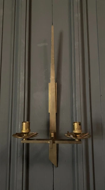APPLIQUE EN BRONZE moderniste 1960 deux feux L6830 EUR 500,00 - PicClick FR
