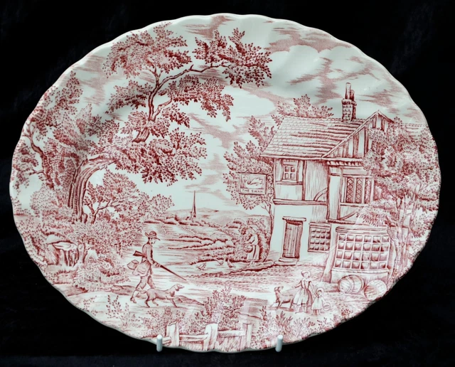 MYOTT ENGLAND SERVIERPLATTE Platte oval The Hunter rot red Ø 28,5cm x ...