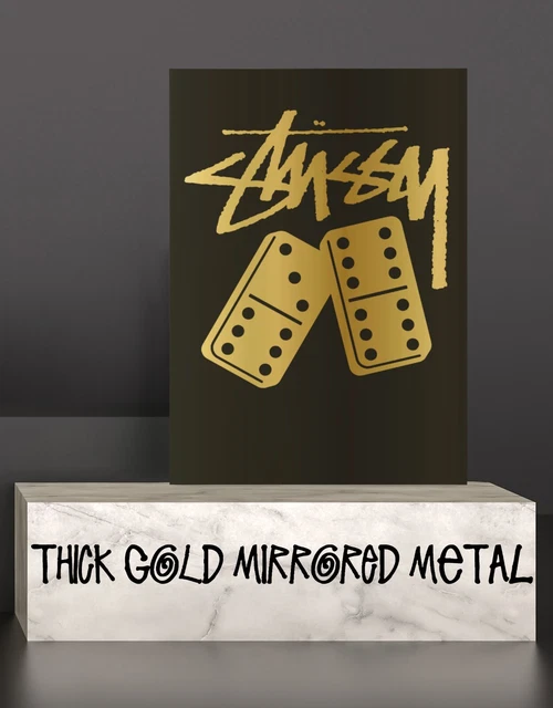 LARGE RARE STUSSY Store Sign **Printed On Thick Gold Mirrored Metal ...