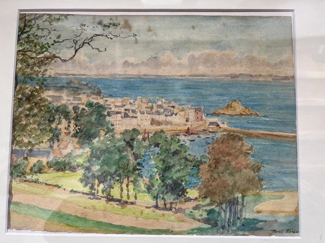 PAUL ABRAM (1854-1925) Bretagne Aquarelle Ancienne Peinture Marine Port EUR 200,00 - PicClick FR