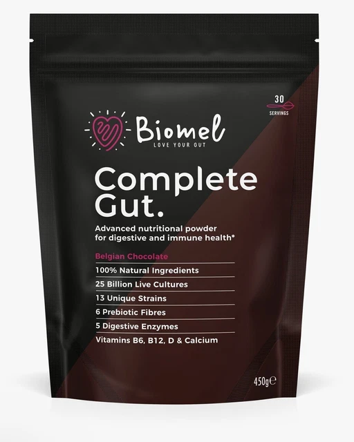 BIOMEL COMPLETE GUT | Probiotic + Prebiotic | 30 Servings (Belgian ...