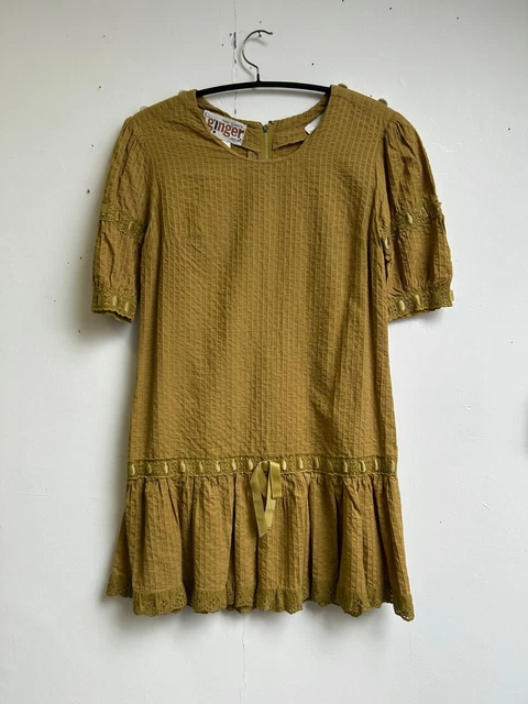 MARY QUANT GINGER Group Seersucker dress. Mod mini. Ribbon trim ...