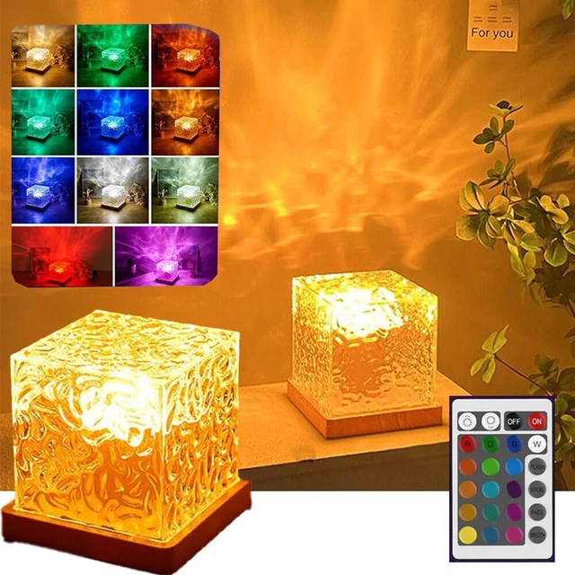 CUBE NORTHERN LIGHTS Water Wave Night Light w/Remote LED Atmosphere ...