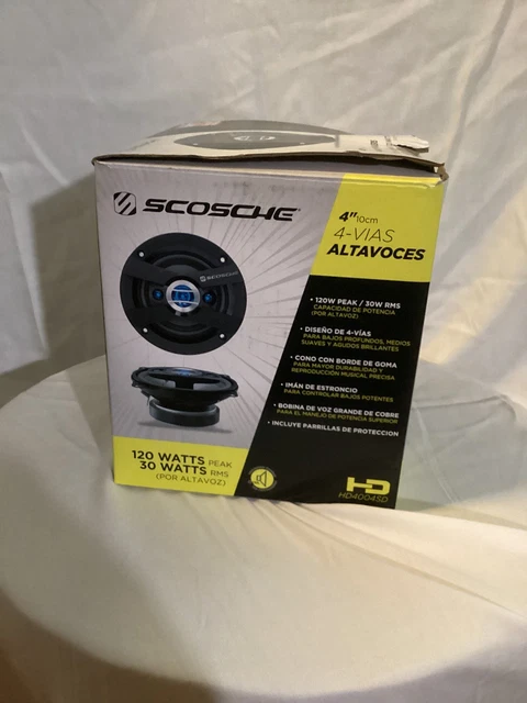 SCOSCHE HD4004SD 4 in. 4-Way 120 Watts Max Car Stereo Speakers Qty=2 ...