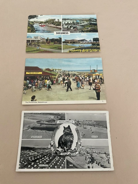 LINCOLNSHIRE POSTCARDS X 3. 60’S, 70’S. Mablethorpe, Ingoldmells ...