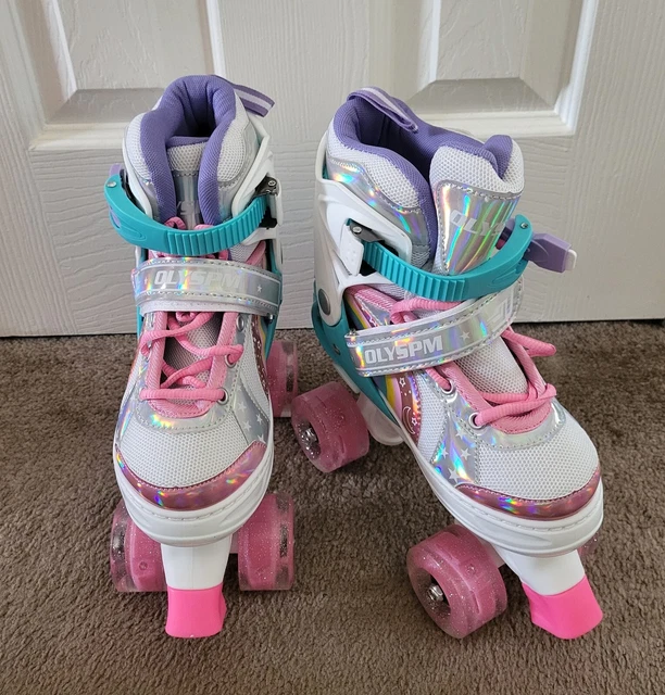 BRAND NEW OLYSPM Girls Kids Roller Skates Boots Light Up Wheels Size M ...