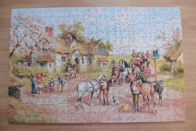 VINTAGE WOODEN VICTORY Gold Box Jigsaw Puzzle Of Stagecoach Horses ...
