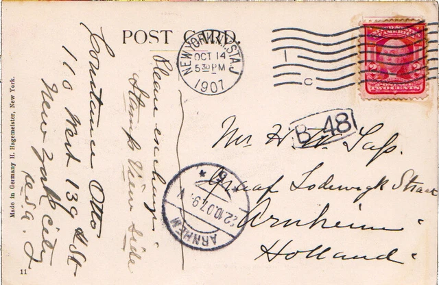 NEW YORK NEW York Sta. J 1907 machine 1870-1946 2c Washington Shield ...