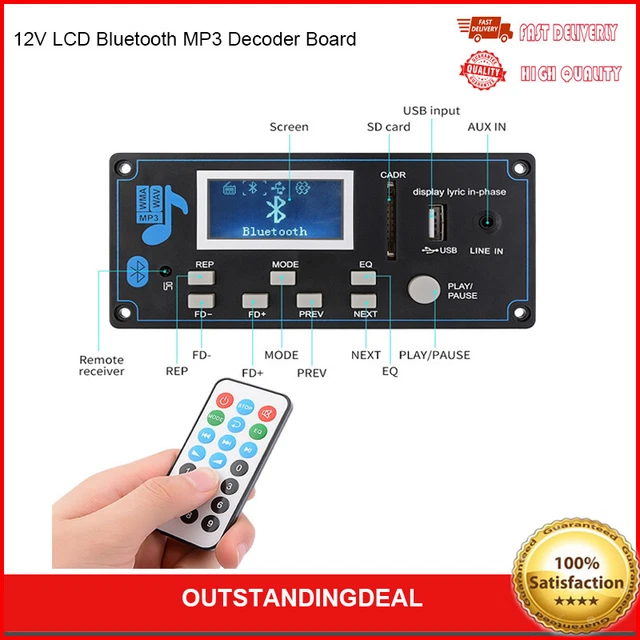 12V LCD BLUETOOTH MP3 Decoder Board WAV WMA Decoding MP3 Player Audio ...