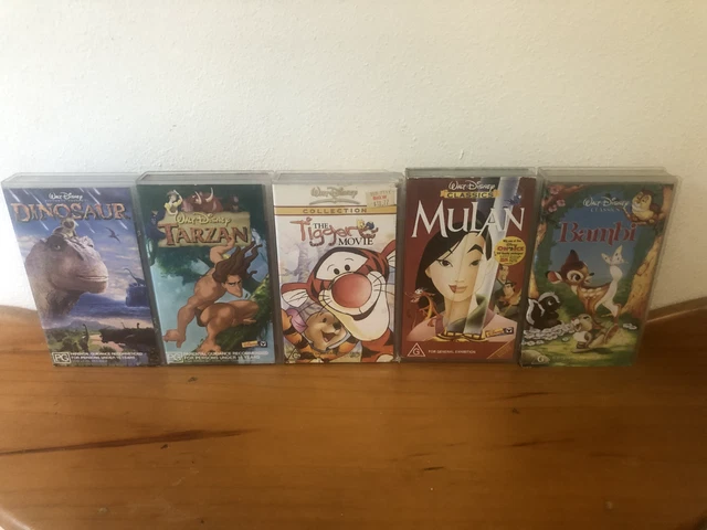 DISNEY MOVIE VHS Collection Tarzan, Mulan, Dinosaur, Bambi & Tiger. PAL ...