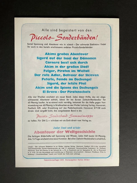 JEZAB: DER SCHWARZE Edelstein, Piccolo-Sonderband 11, 1985, Top-Zustand ...