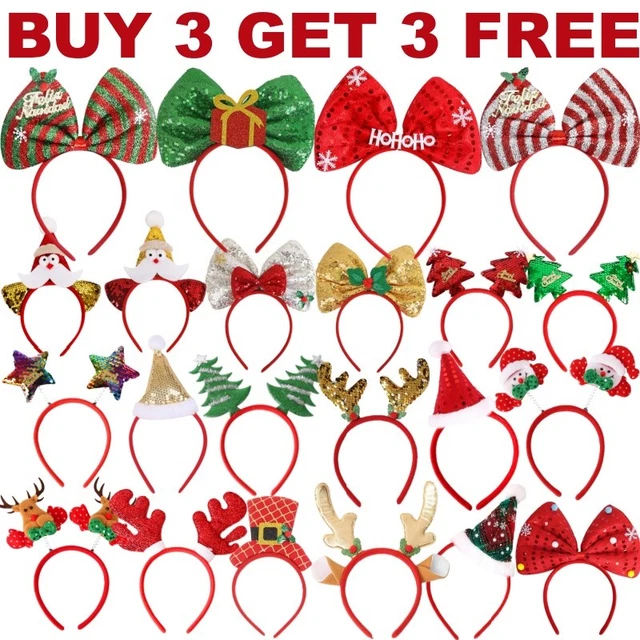 CHRISTMAS HEADBANDS NOVELTY X-Mas Headwear Adult Kids Party Festive ...