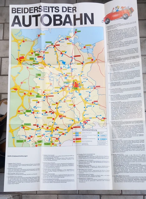 DDR LANDKARTE ZUGANGSWEGE West-Berlin Transit Tourismus Info-Zentrum ...