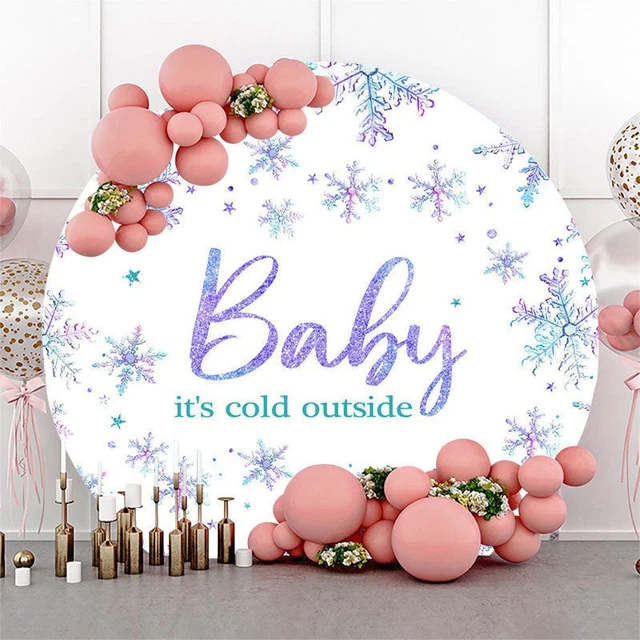 LOFARIS WHITE PURPLE Snowflake Round Baby Shower Backdrop $37.94 ...
