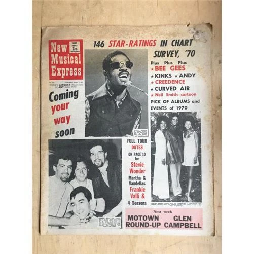 STEVIE WONDER NME Magazine Jan 2 1971 Stevie Wonder/Frankie Valli ...