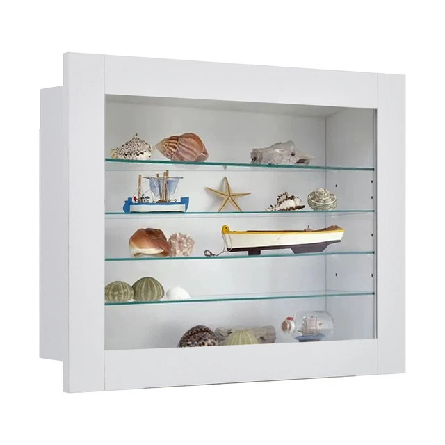 MODERN WALL DISPLAY Cabinet Glass Laminated Models Collections Shelf ...