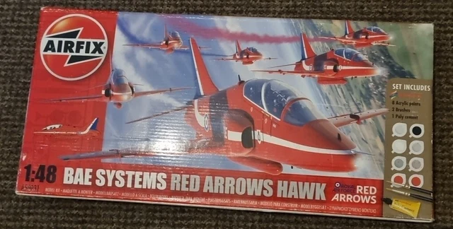 AIRFIX A50031 1/48 Red Arrows Bae Hawk Model Kit Raf Aircraft Starter ...