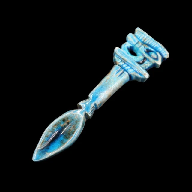 RARE ANTIQUE STONE/FAIENCE Spoon Ancient Egyptian Eye Horus Symbol of ...