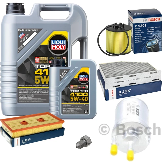 BOSCH INSPECTION SET 6L Liqui Top Moly Tec 4100 5W-40 pour VW Audi Golf V 1.6 EUR 136,49 ...