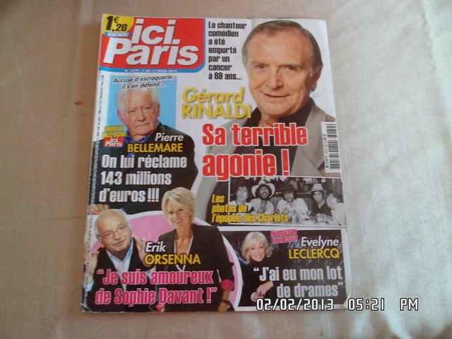 ICI PARIS N°3479 7 Mars 2012 Gerard Rinaldi Pierre Bellemare Erik ...