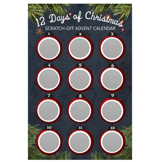 12 DAYS OF Christmas Countdown Scratch-Off Advent Calendar Card ...