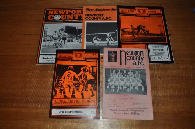 NEWPORT COUNTY FOOTBALL programmes, 1957-82, 5 in all, including 1957 v ...