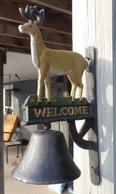 VINTAGE CAST IRON Deer Dinner Porch Welcome Bell No Ringer $83.00 ...