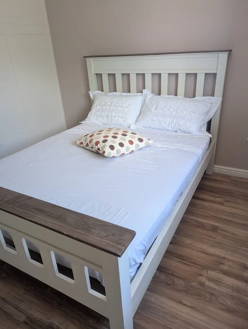 RECLAIMED WOOD BED frame king size white/scream £135.90 - PicClick UK