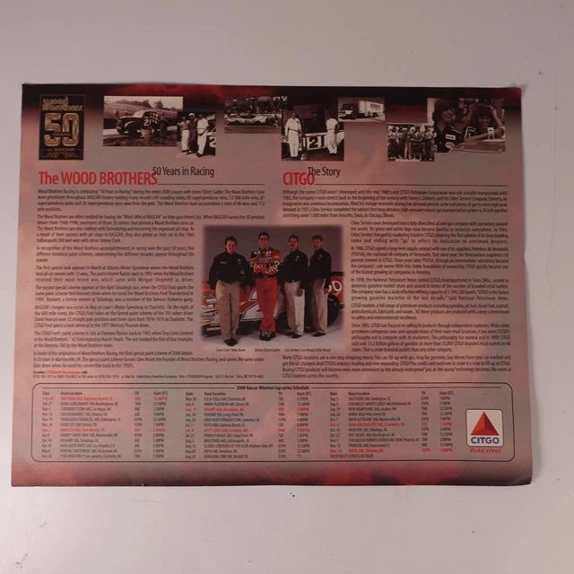 CARTELLA RACING CITGO Di Elliott Sadler NASCAR 50 Anni Dei Wood Brothers EUR 12,40 - PicClick IT